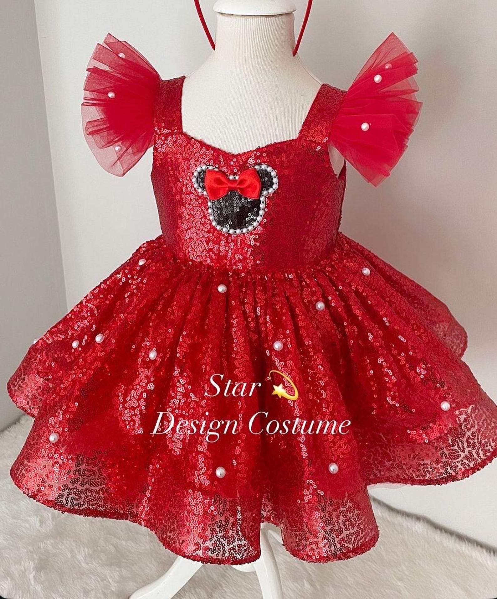 Red Minnie Mause Dress, Minnie Mouse Costume, Red Dress, Red Minnie ...