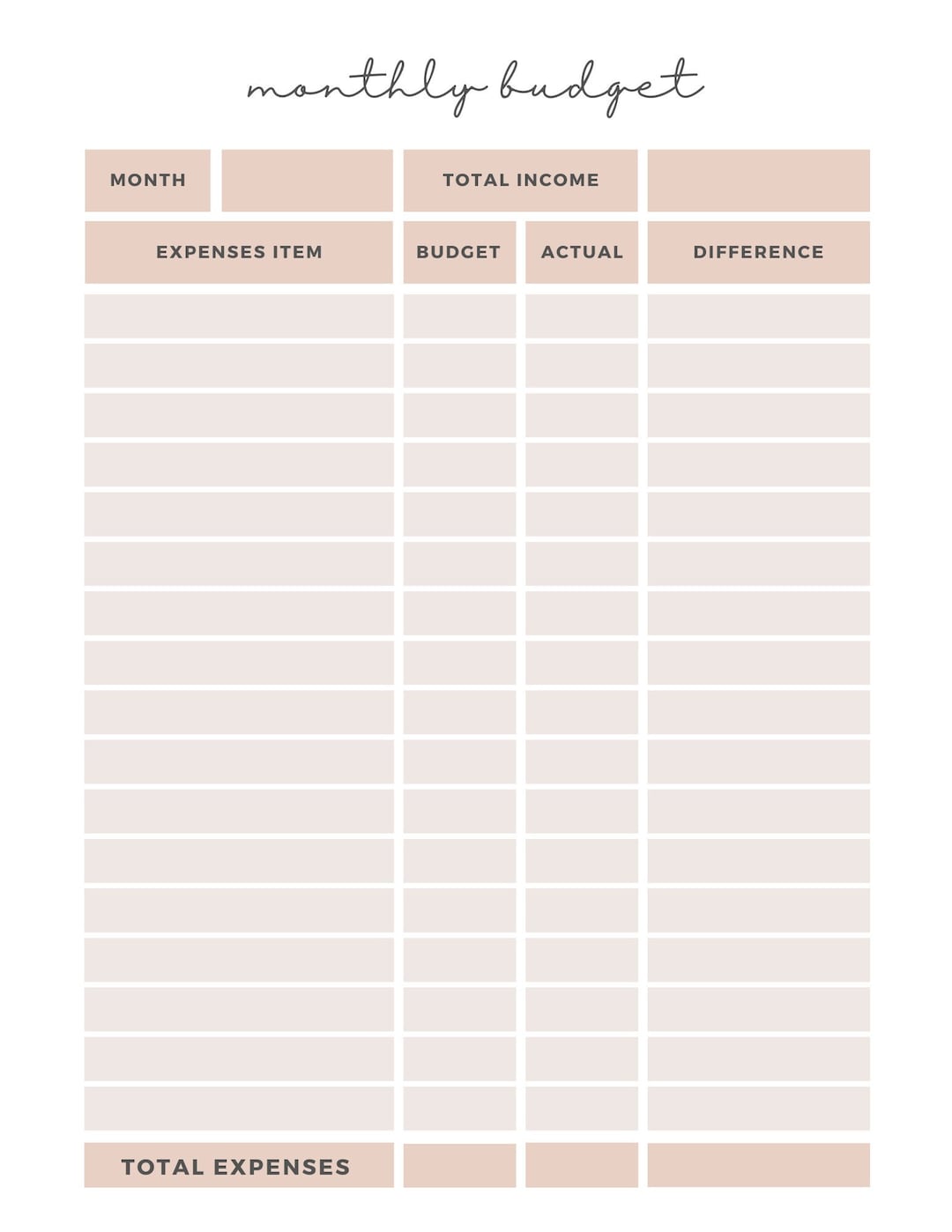 Minimal Monthly Budget Planner - Etsy