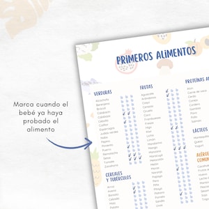 Editable Baby First Foods Chart in Spanish (digital Download) - Etsy