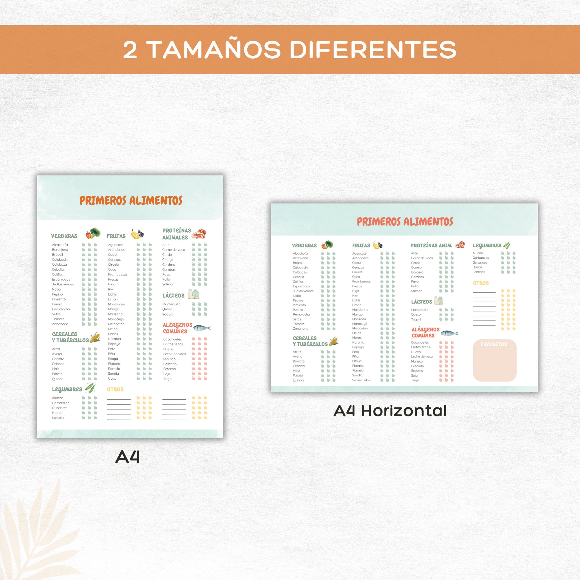 Lista Imprimible Y Editable De Primeros Alimentos Del Bebé En ESPAÑOL ...