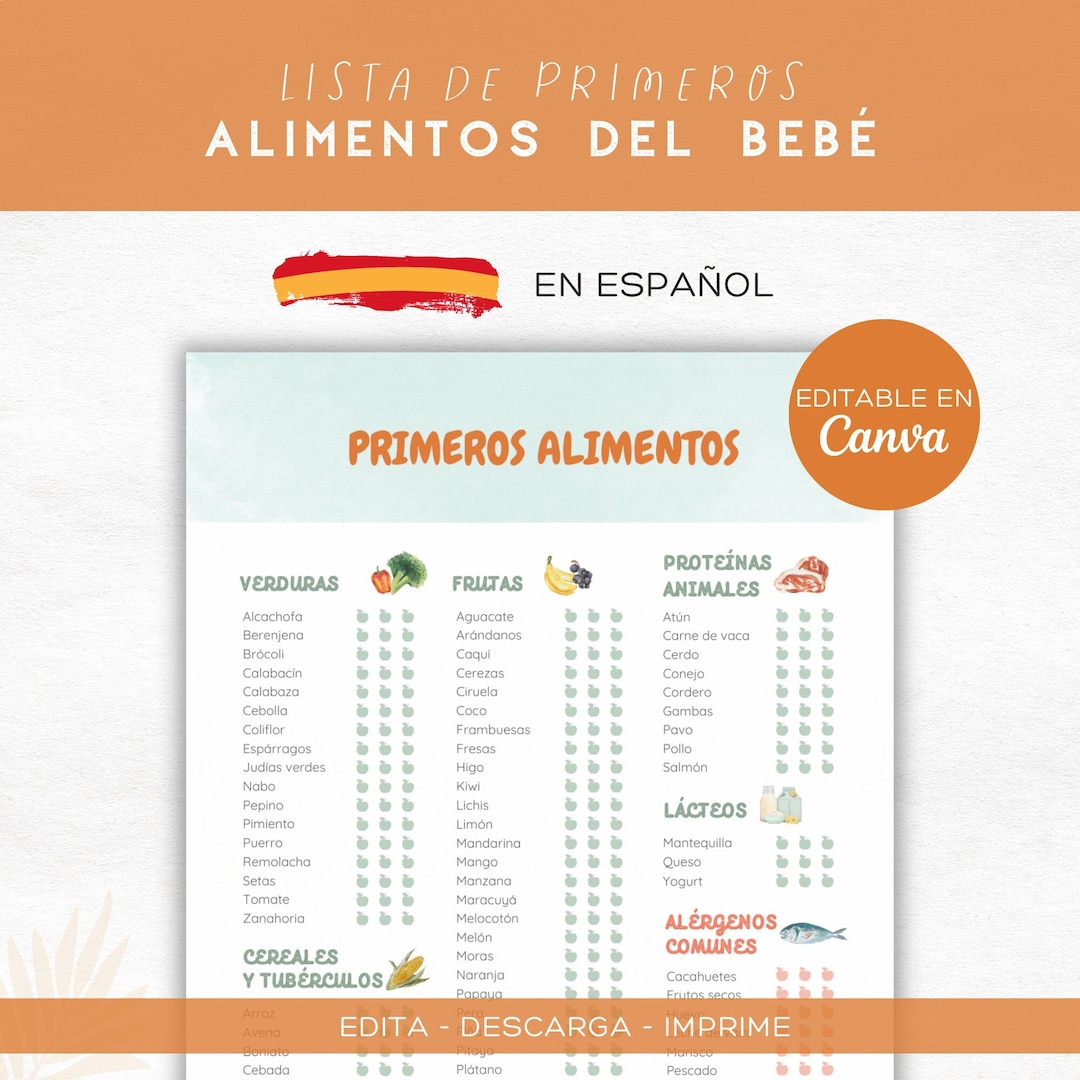 Lista De Los Primeros Alimentos Del Bebé / Registro De Alimentos ...