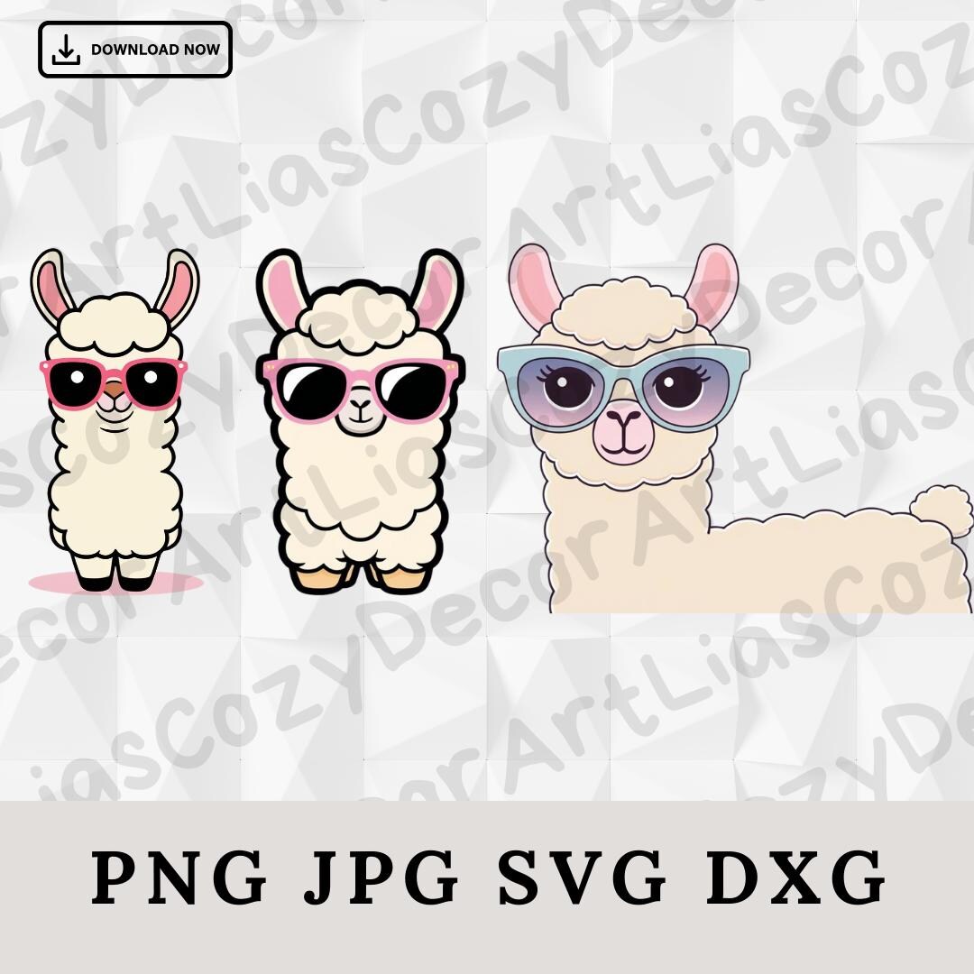 Kawaii Alpaca SVG - Cute Digital File for Kids Crafts, Plotter Download ...