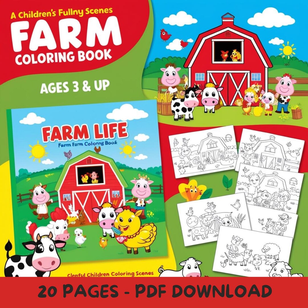 20 Coloring Pages for Kids | Farm Coloring Pages | Coloring Book ...