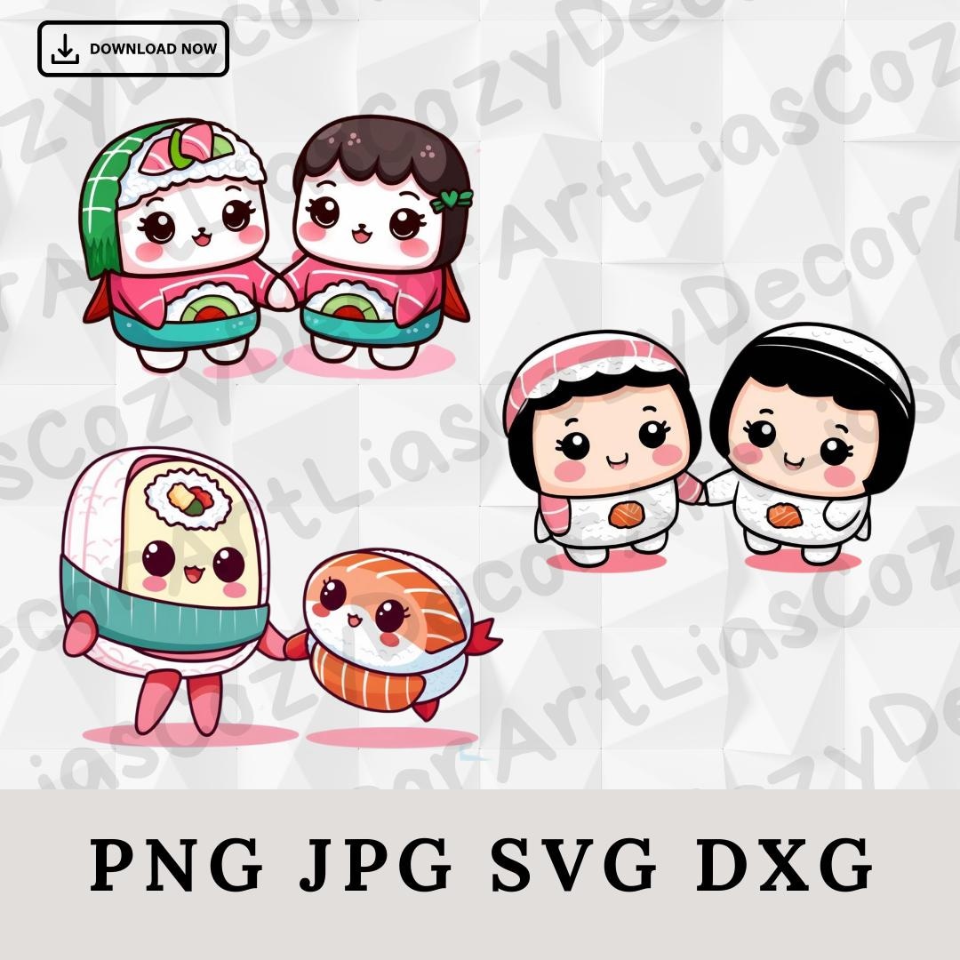 Kawaii Sushi SVG - Cute Digital File for Kids Crafts, Plotter Download ...