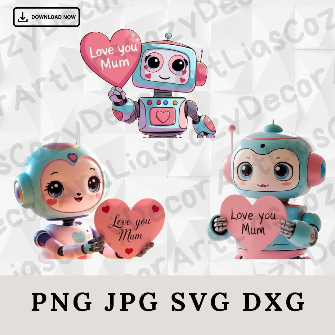 Kawaii Roboter SVG - Cute Digital File for Kids Crafts, Plotter Download & Cutting Print Design ...