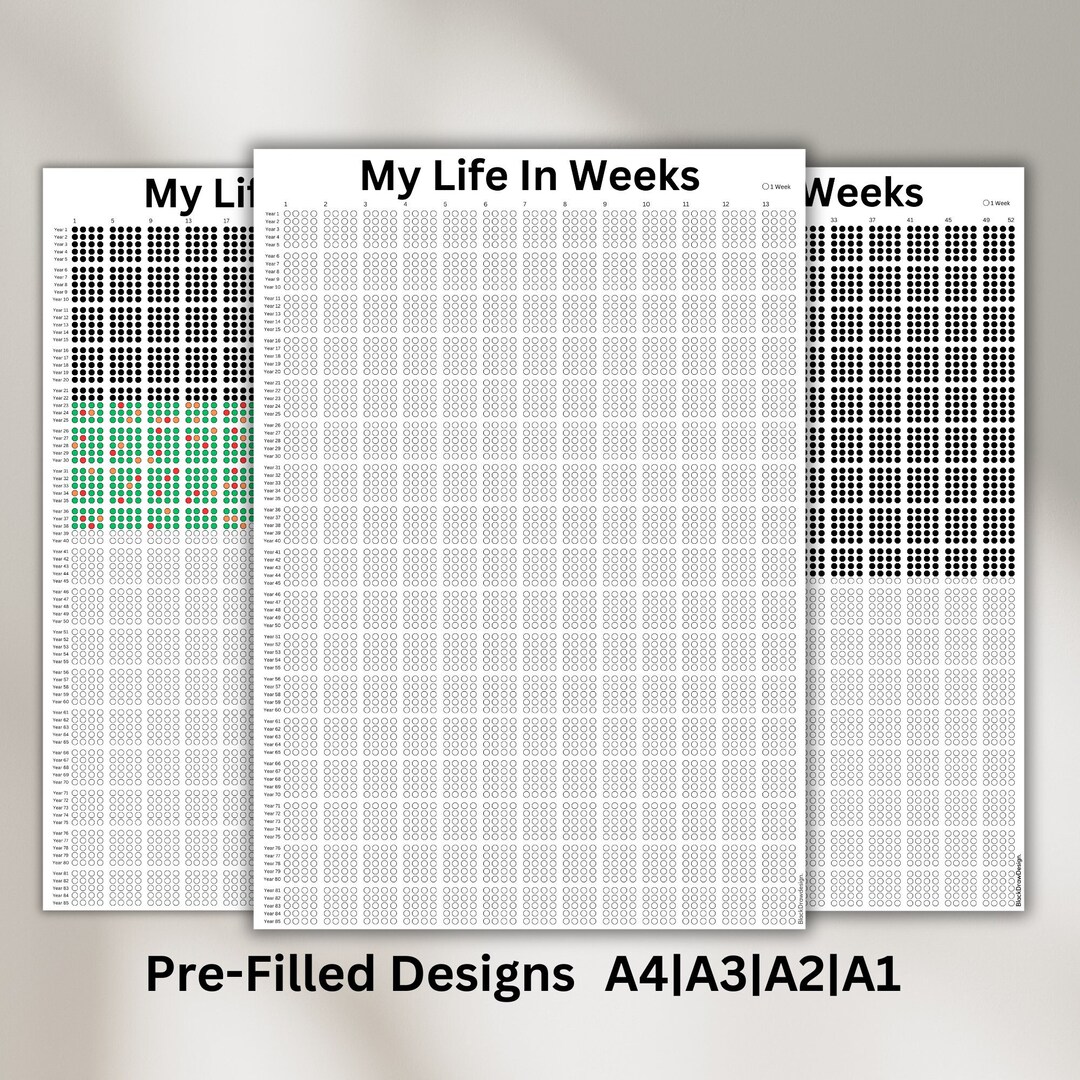 My Life in Weeks, Life Calendar, Stoic Calendar, Life in Weeks, Weeks ...