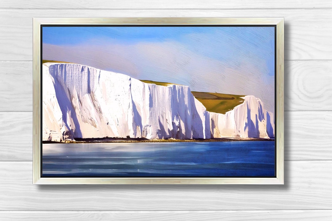 White Cliffs of Dover Coastal Painting Canvas Wall Art Decor, Original ...
