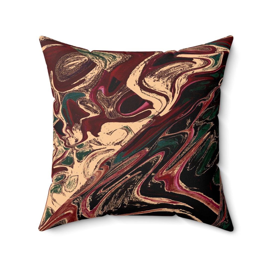 Candied Rock Suede Square Pillow, Abstract Decorative Pillow, Colorful ...