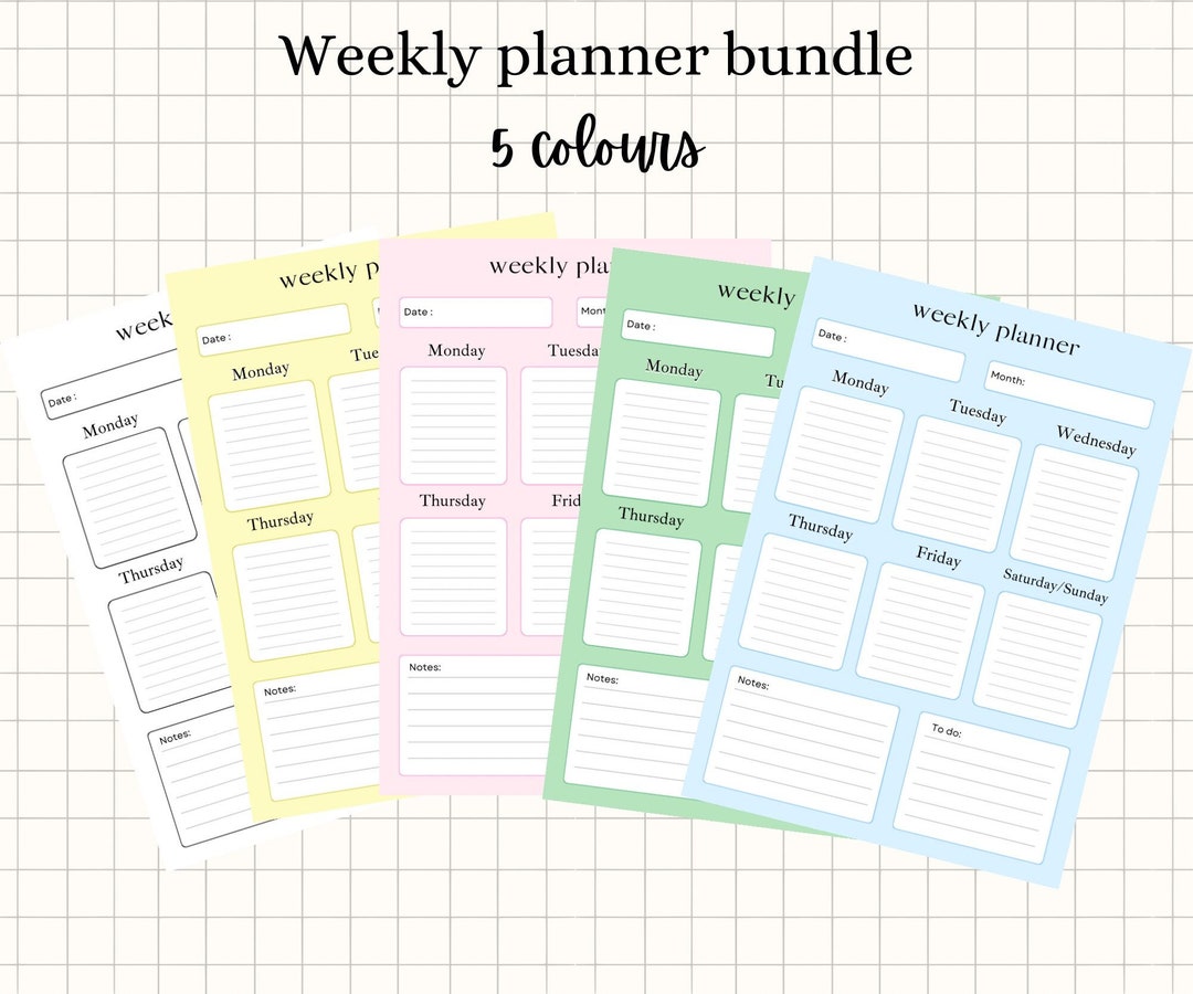 Printable Weekly Planner Bundle With Digital Download - Etsy