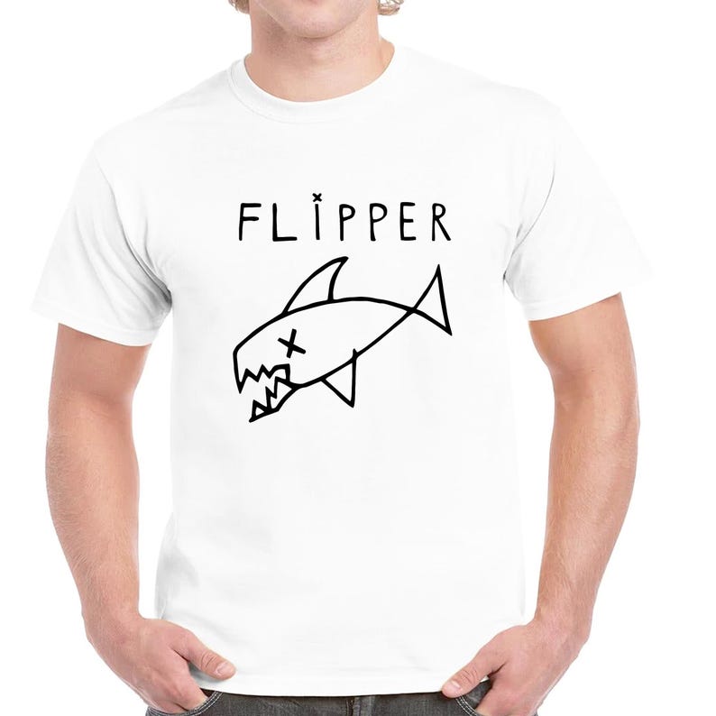 Flipper Fish Shark Kurt Cobain T-shirt Black or White Unisex Uneek ...