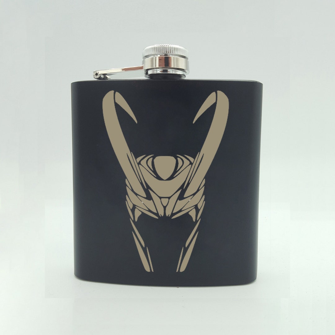 Loki Helmet Whiskey Black 6oz Hip Flask Gift for Him for Her - Etsy