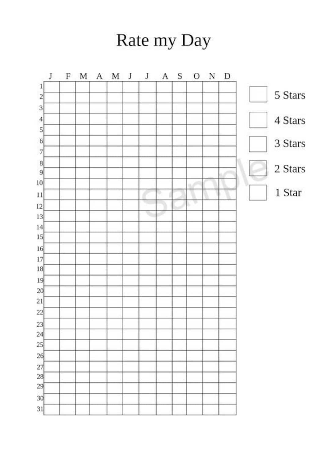 A5 Rate My Day Yearly Tracker Printable Instant Download - Etsy A5 Rate My Day Yearly Tracker Printable Instant Download - Etsy