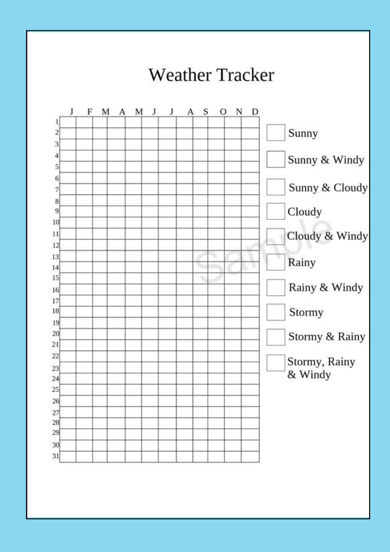 A5 Yearly Weather Tracker Instant Download Printable - Etsy