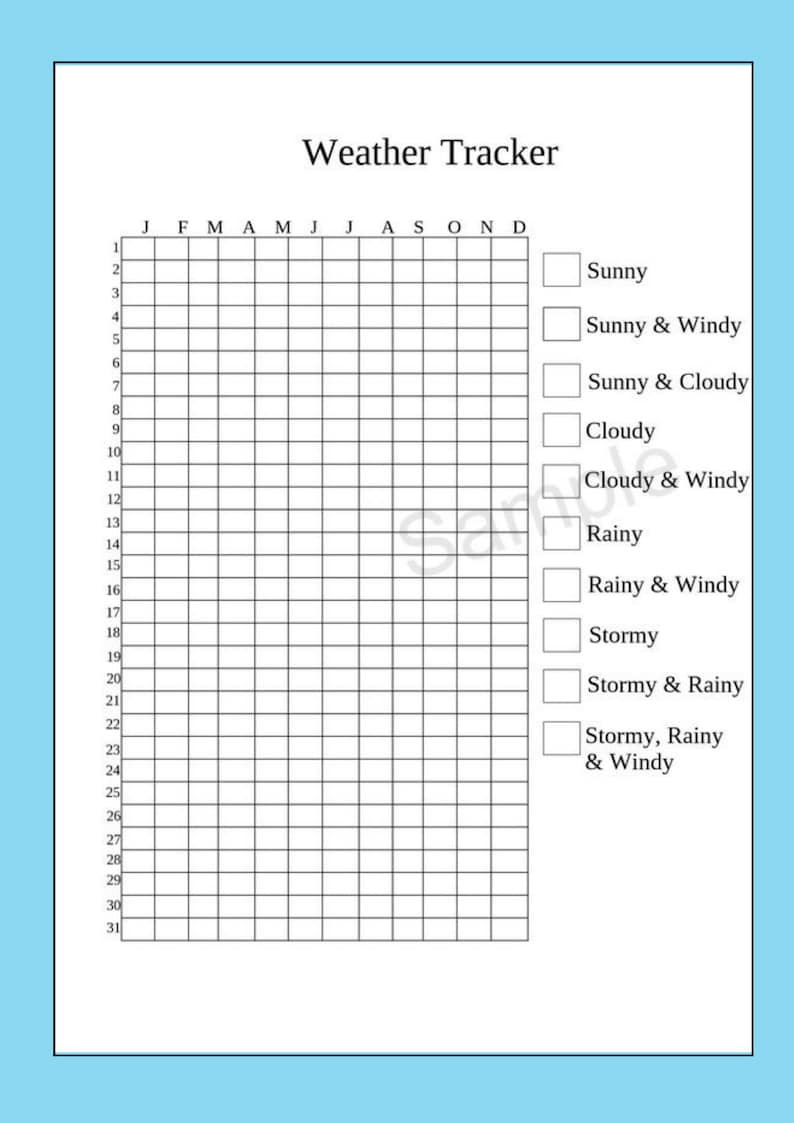 A5 Yearly Weather Tracker Instant Download Printable - Etsy