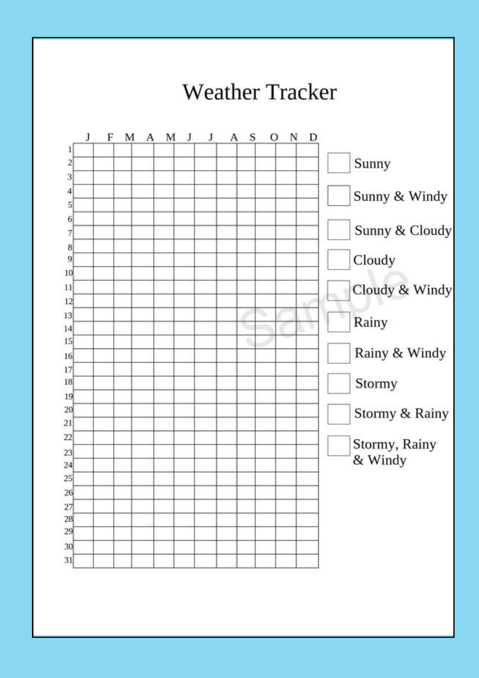 A5 Yearly Weather Tracker Instant Download Printable - Etsy