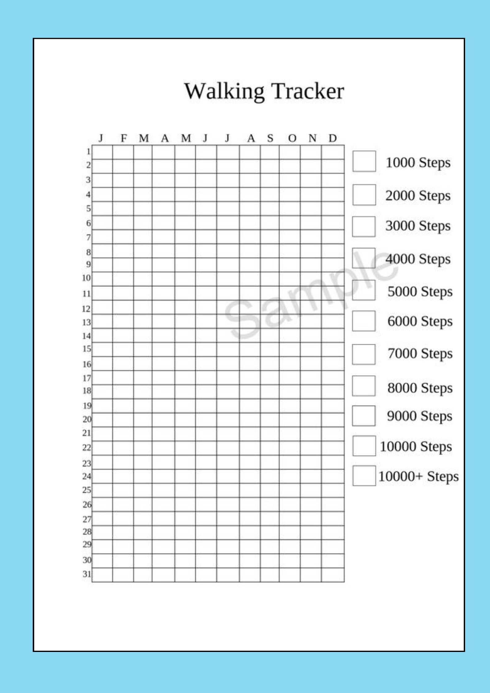 A5 Yearly Walking Tracker Yearly Tracker Walking Tracker Starter ...