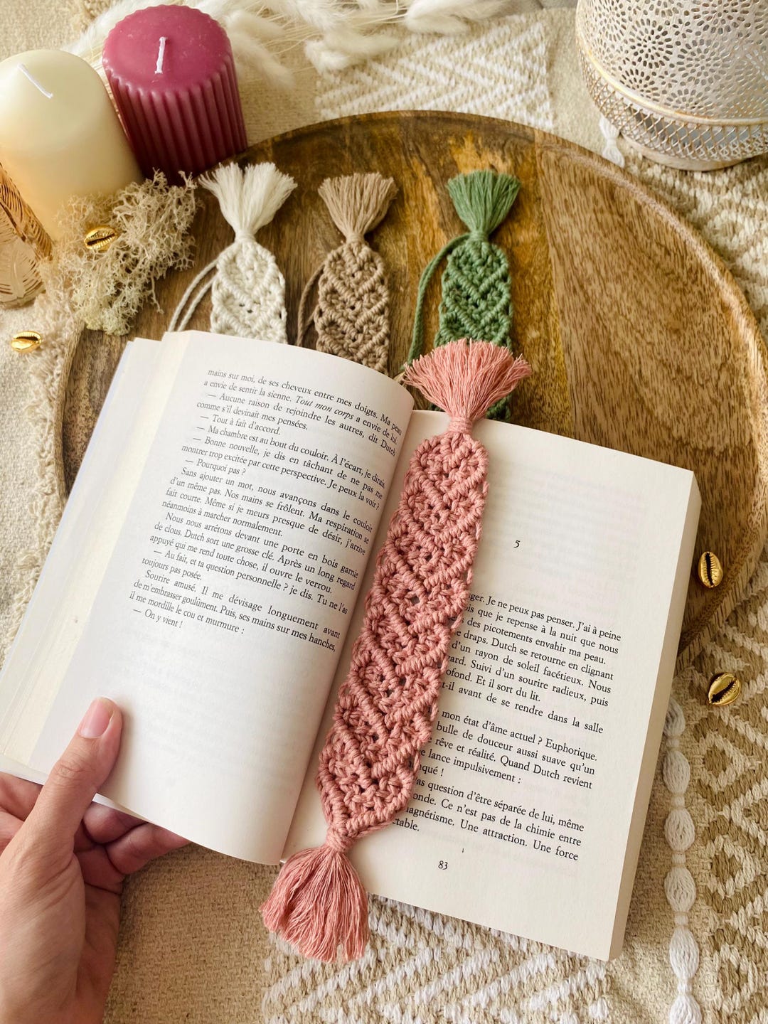 Amara – Boho Macrame Bookmark, Golden Shell – Amara | Handmade, Poetic ...