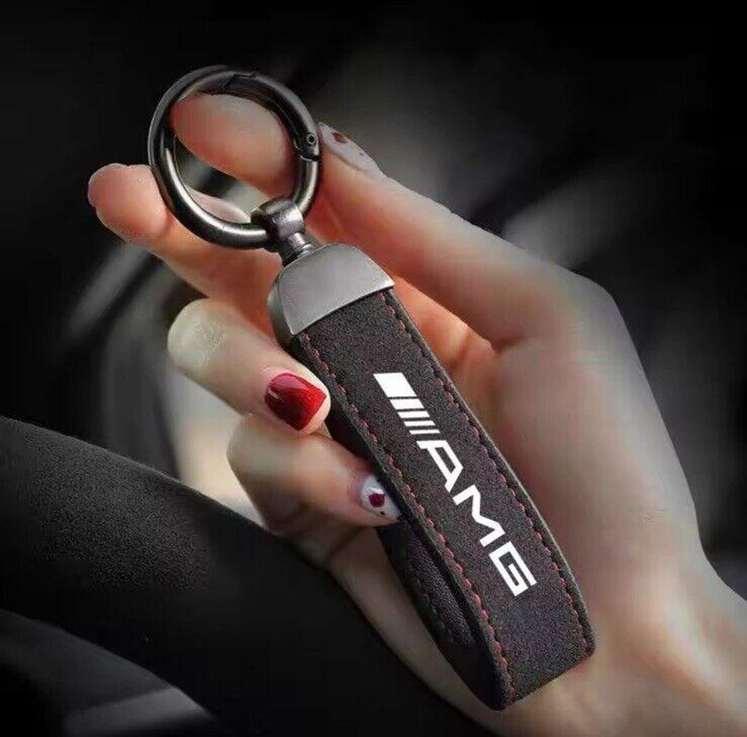 Luxury Suede Leather Keychain for Mercedes- Benz Class | Keyring AMG ...