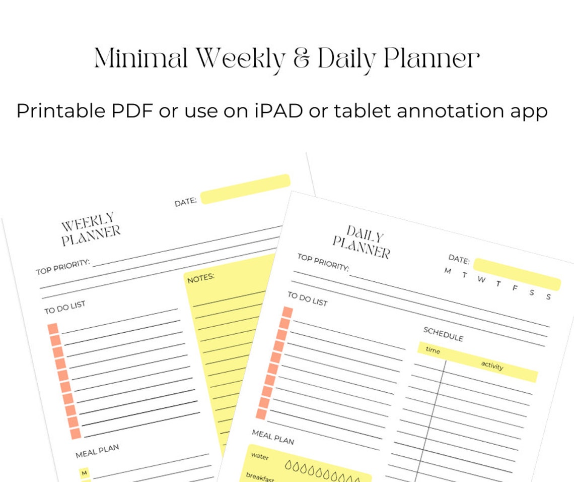 Digital Weekly & Daily Planner Undated, Goodnotes Weekly Schedule ...