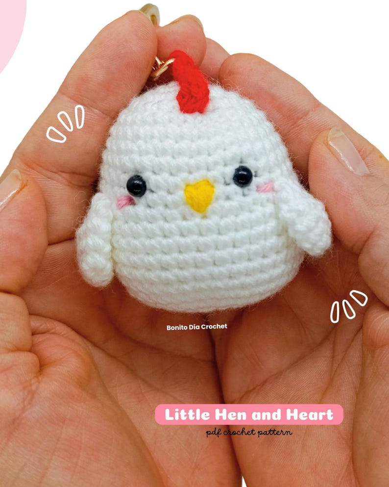 Mini Amigurumi Hen and Heart Pattern | Easy Crochet PDF | Amigurumi ...