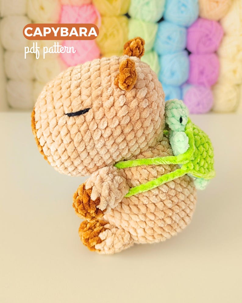 Patrón PDF Capibara Amigurumi - Crochet Fácil con Hilo Chenille ...