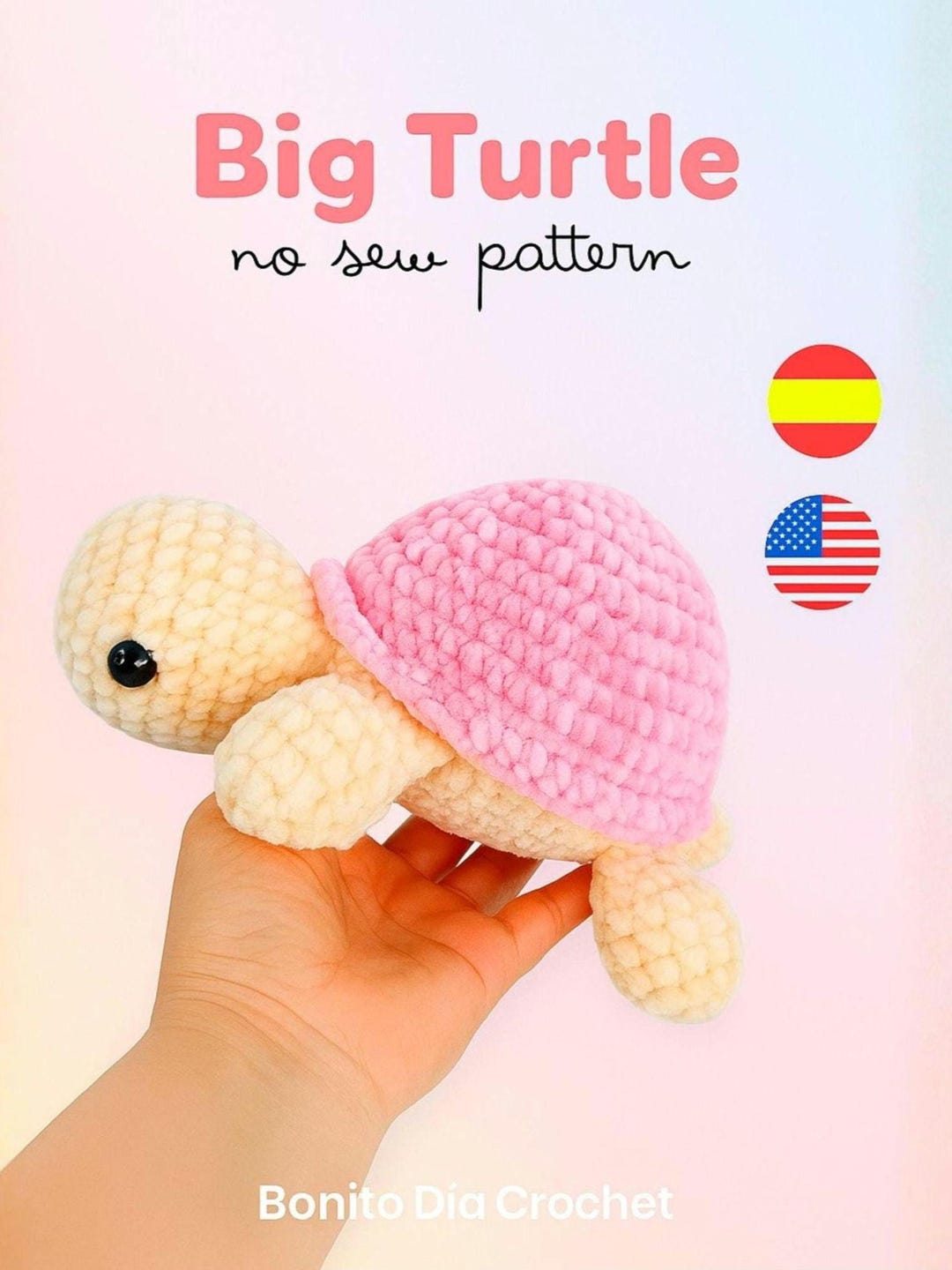 Tortuga Amigurumi grande sin costura, Tortuga Crochet, Patron de ...