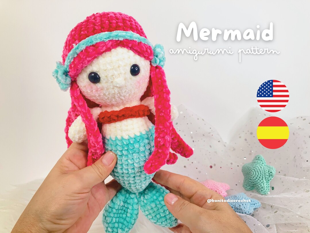 Sirenita Amigurumi Patrón Sirena Amigurumi Chenille Sirena Plush Fácil