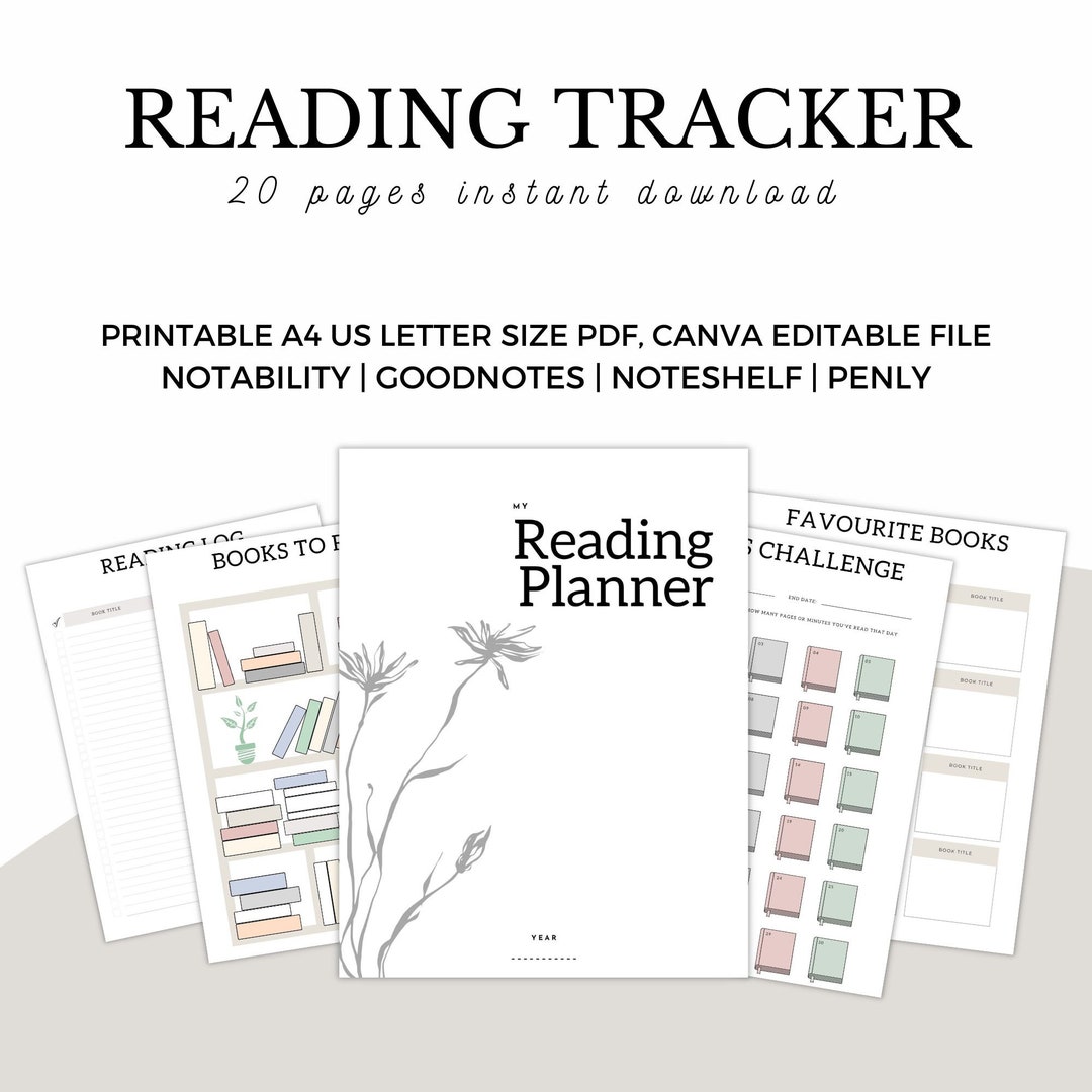 Reading Planner Printable Book Journal Digital Reading Planner Editable ...