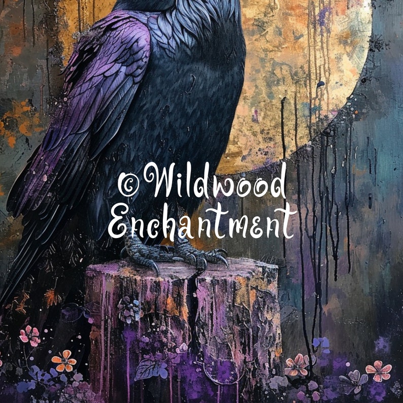 Magical English Raven Mystical Full Moon Wise Spirit Animal Totem Guide ...