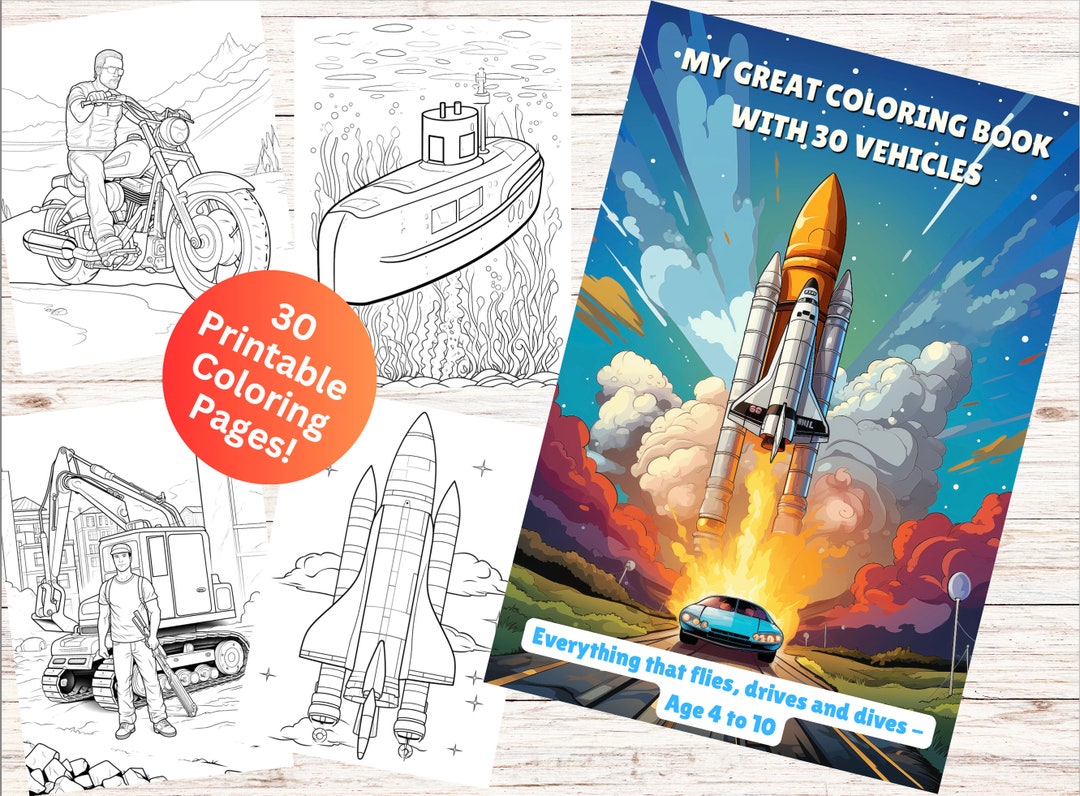 Vehicles Coloring PDF Book for Kids/children 30x Everything That Flies ...
