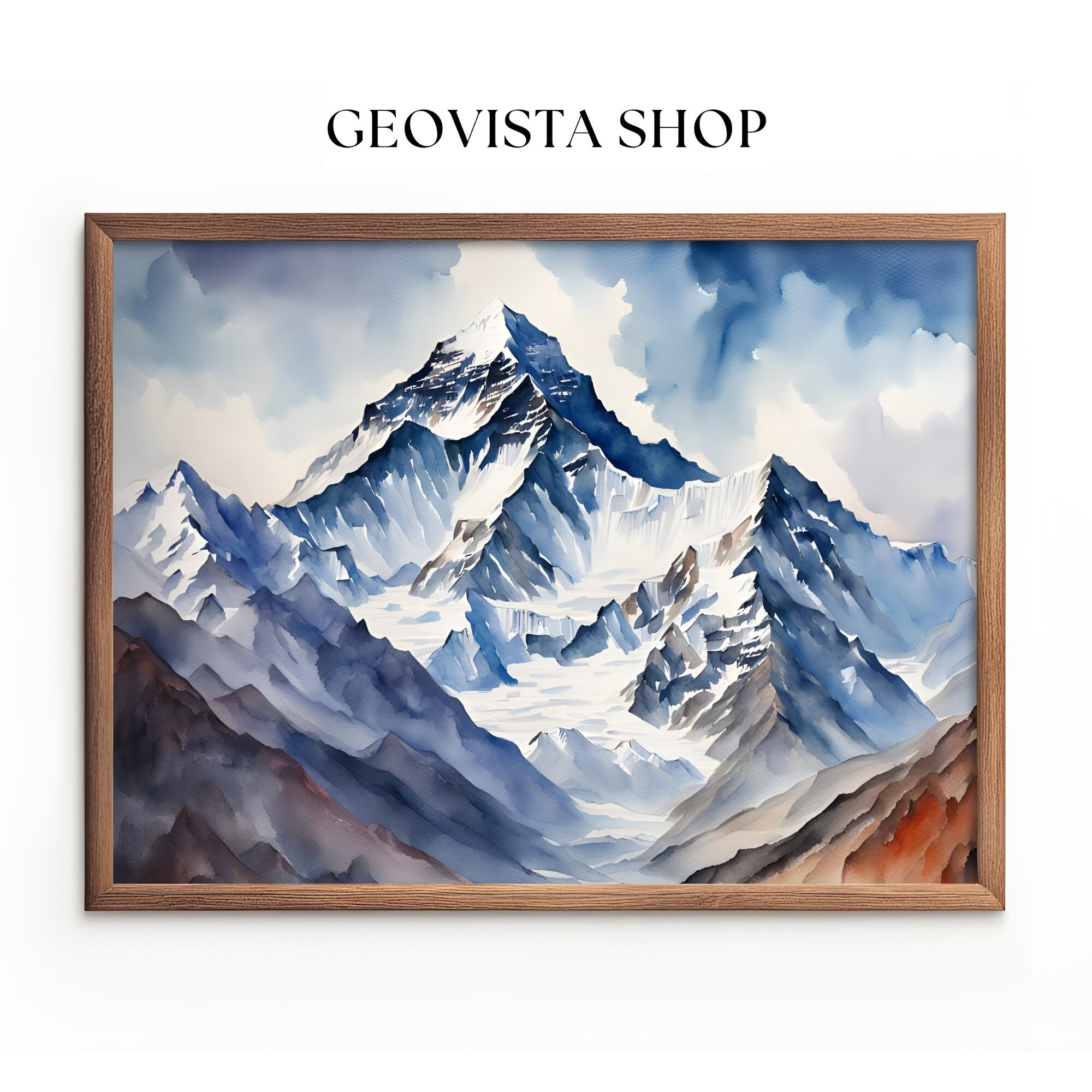 Printable Mount Everest Watercolor Painting | Mount Everest Landscape ...