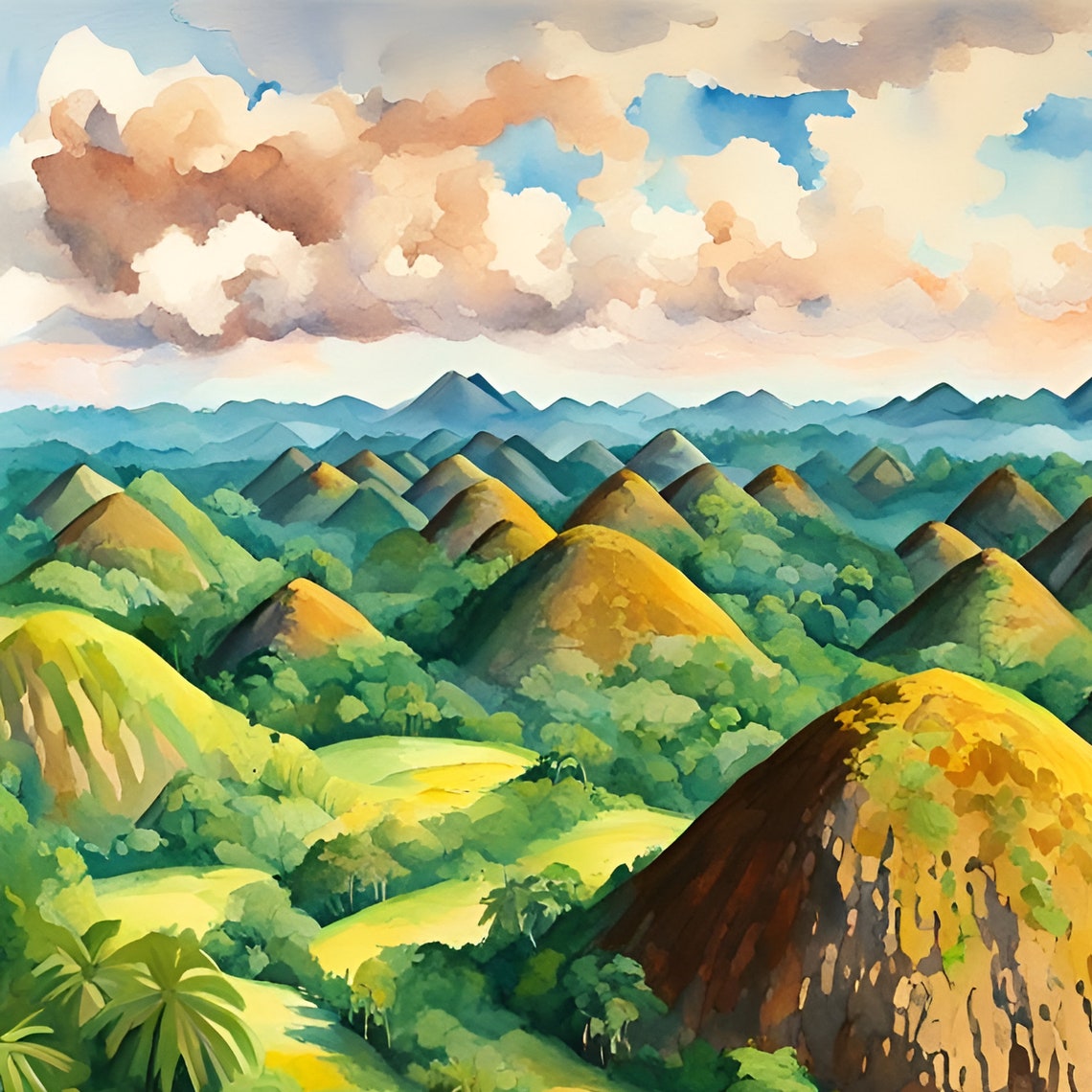 Chocolate Hills Landscape Printable Wall Art | Philippines Landscape ...
