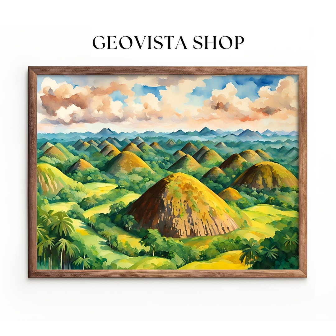 Chocolate Hills Landscape Printable Wall Art | Philippines Landscape ...