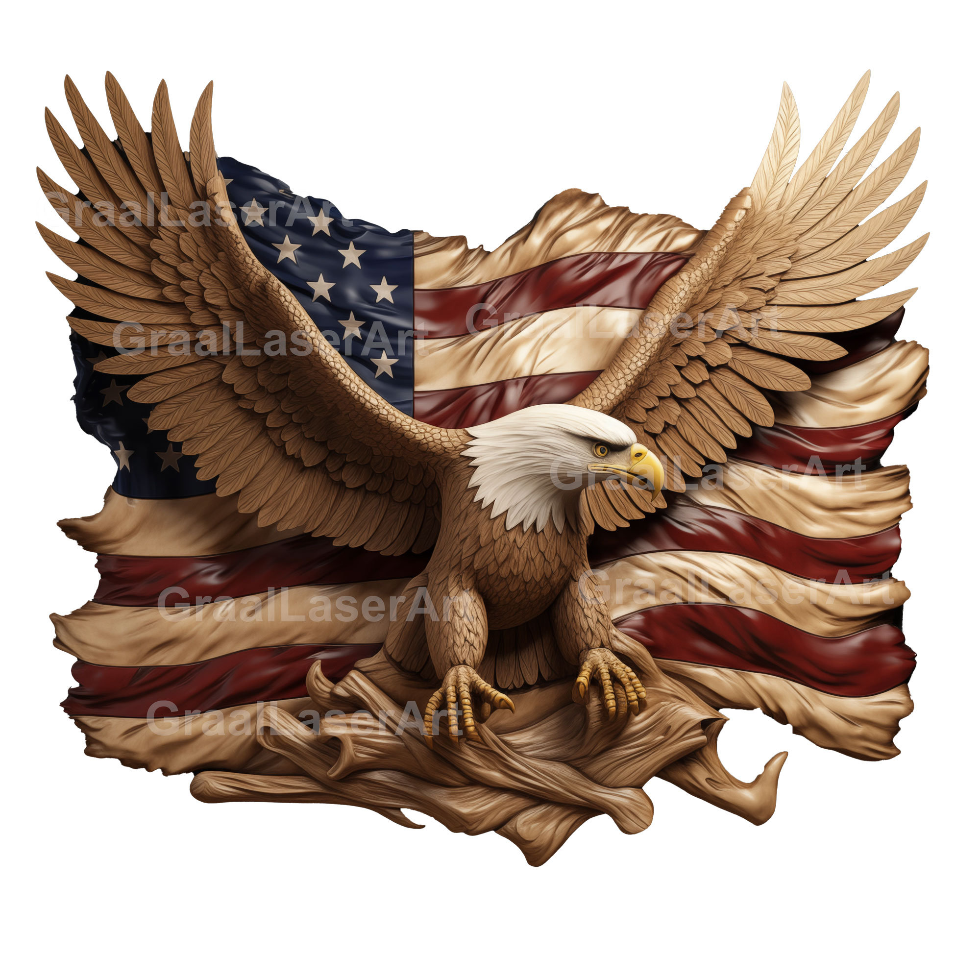 Eagle & Flag 3D Illusion PNG - Patriotic Laser Engrave File for ...