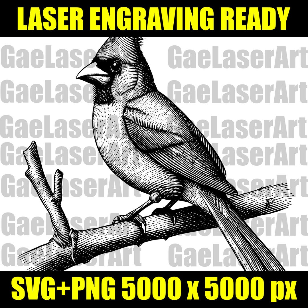 Cardinal Bird SVG PNG Laser Cut File | Vintage Bird Engraving Design ...