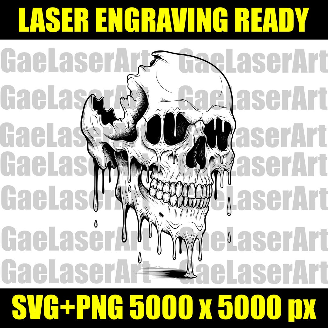 Melting Skull SVG PNG Laser Cut File | Horror Skull Engraving Design ...