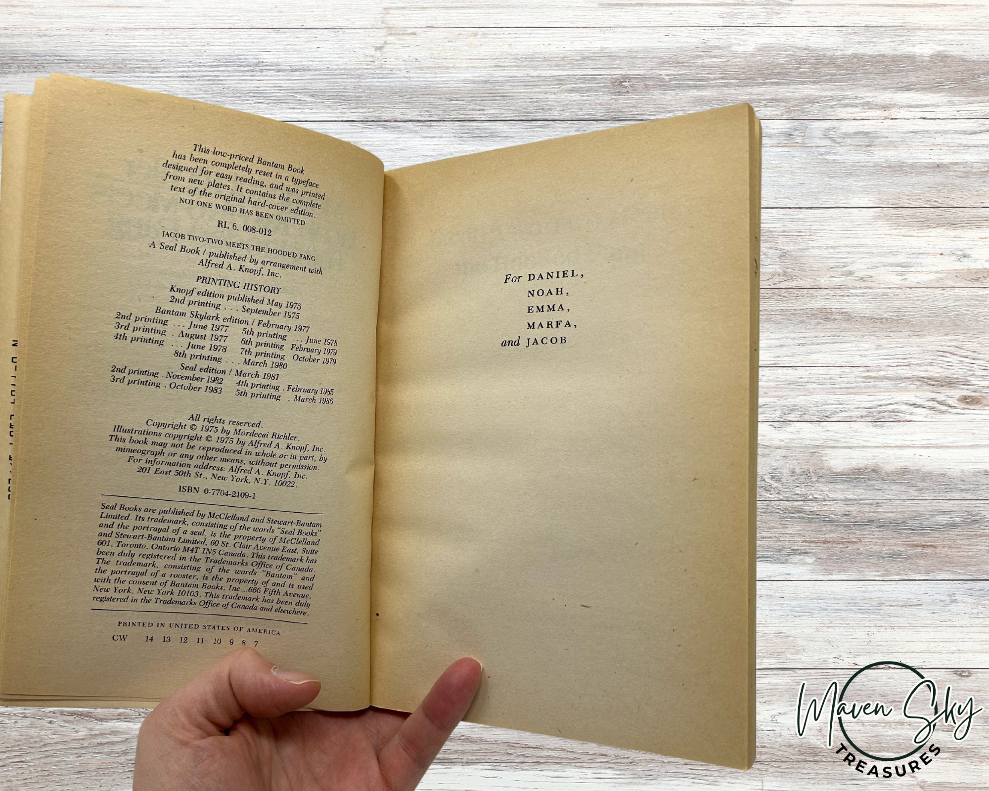 Jacob Two-two Meets the Hooded Fang, Mordecai Richler, 1980's Book ...