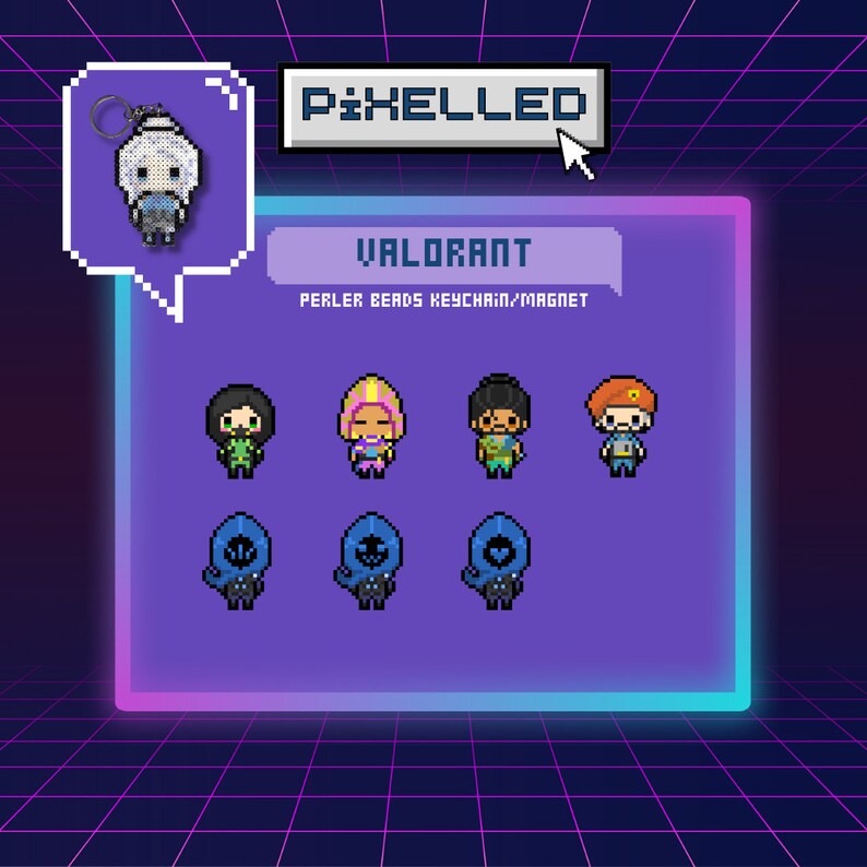 Valorant Agents Perler Beads Resin Coated Keychains/fridge Magnets ...