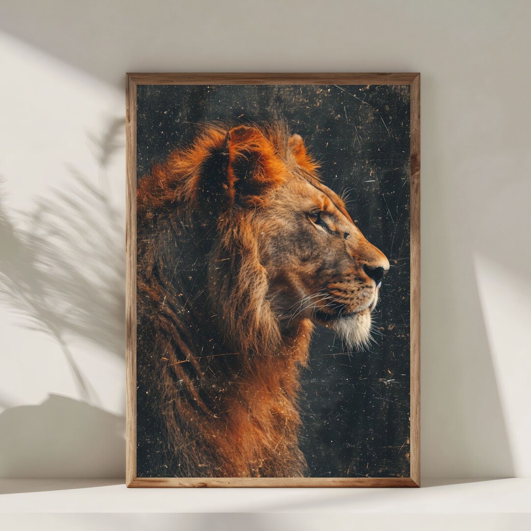LION WALL ART - Lion Art, Wall Art Painting, Lion Lover Art, Room Decor ...
