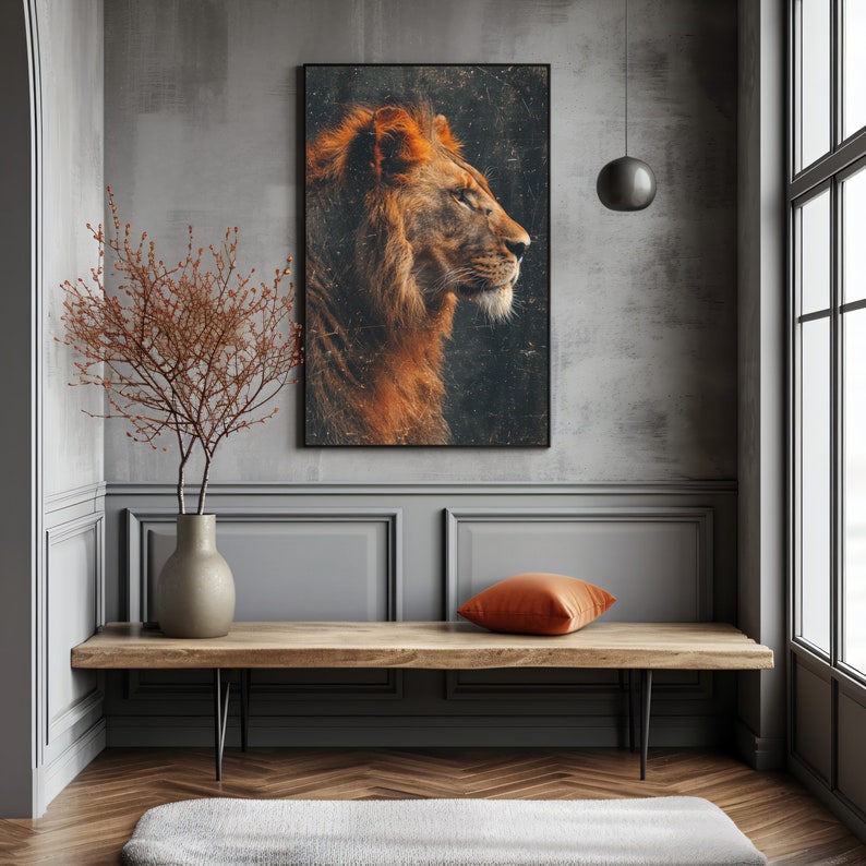 LION WALL ART Lion Art, Wall Art Painting, Lion Lover Art, Room Decor ...