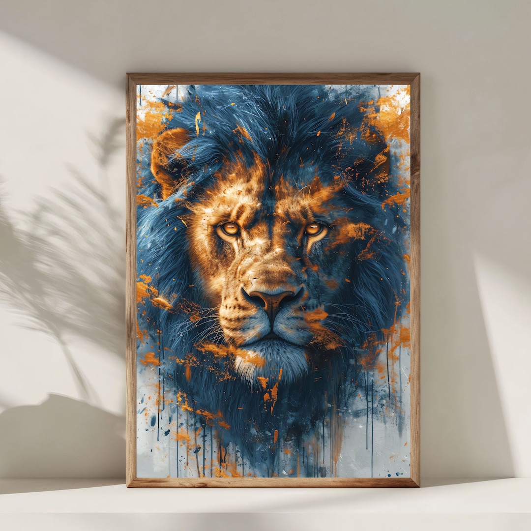 LION WALL ART - Lion Art, Wall Art Painting, Lion Lover Art, Room Decor ...