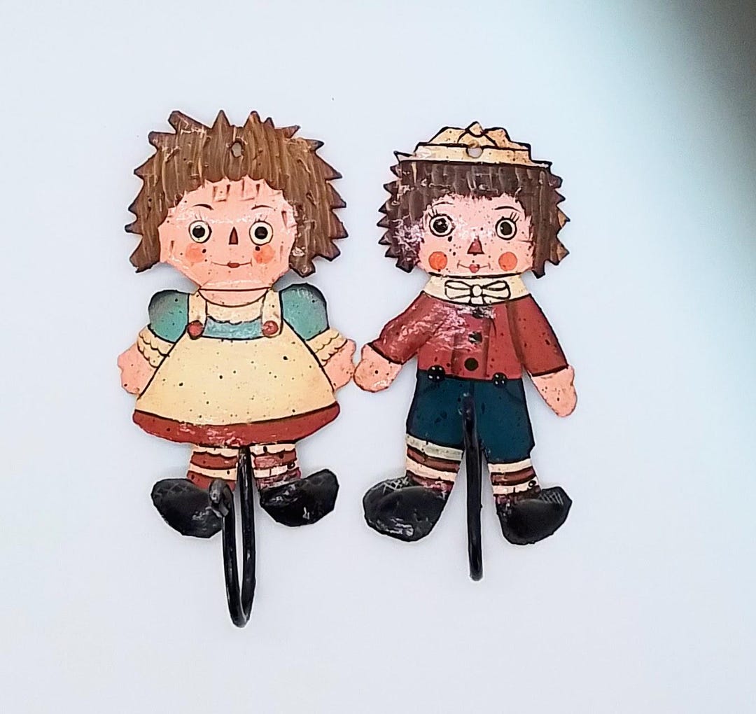 Raggedy Ann and Andy Metal Wall Hook Set, Hand-painted Nursery Decor - Etsy