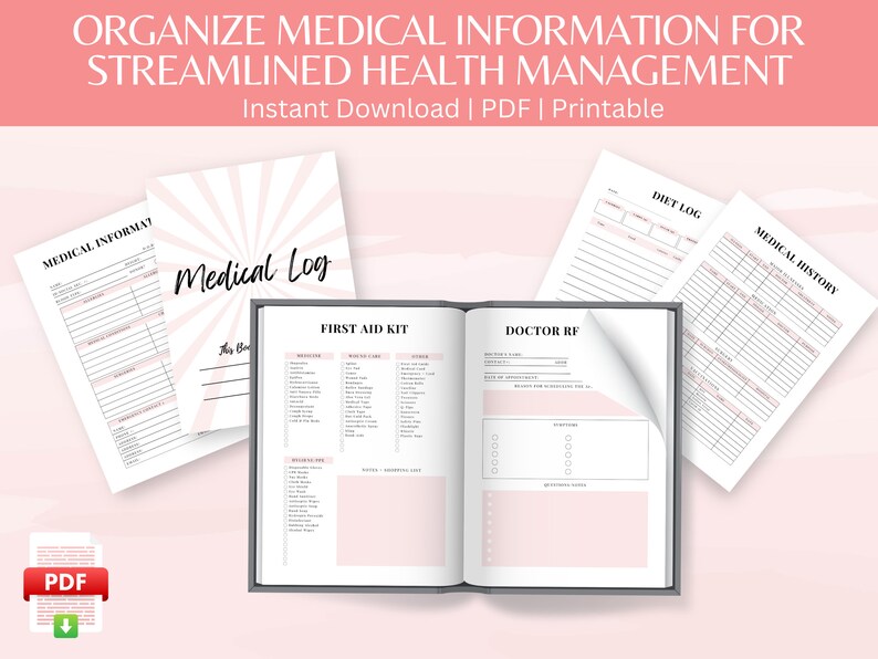 Medical Log Planner Goodnotes Printable Health Medicine Symptom Tracker ...