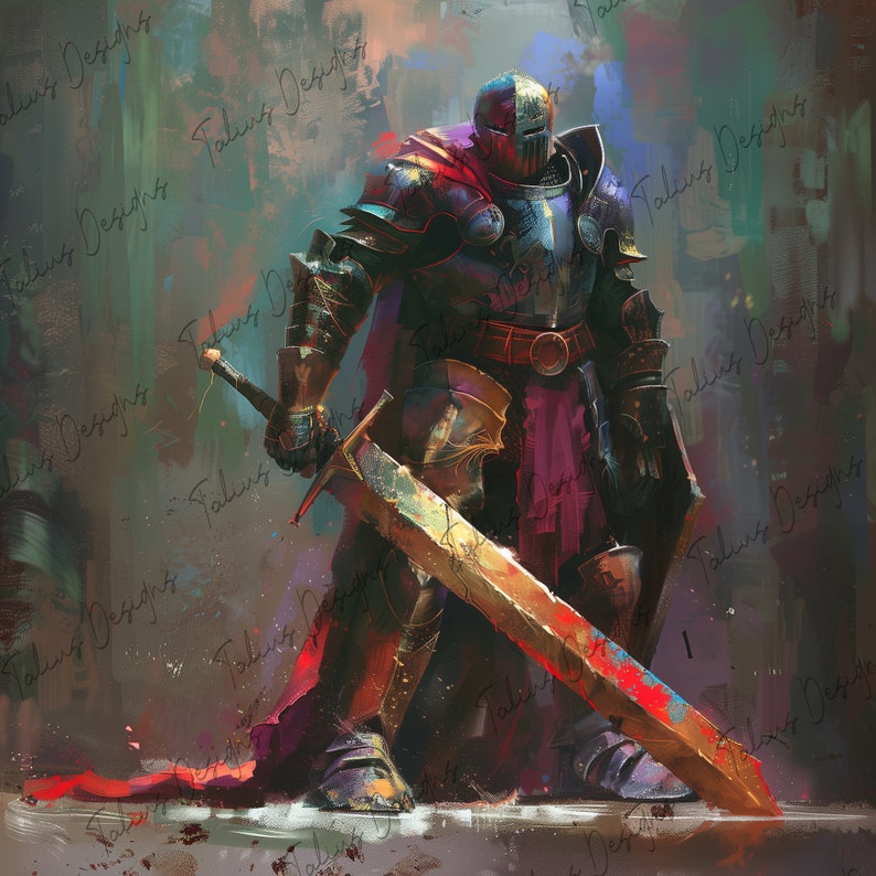 Knight in Color Splash Style | Set of 4 Unique High Quality Digital ...