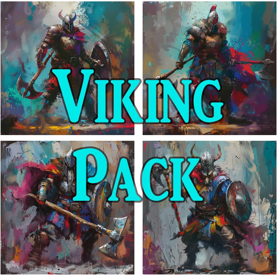 Viking in Color Splash Style | Set of 4 Unique High Quality Digital ...
