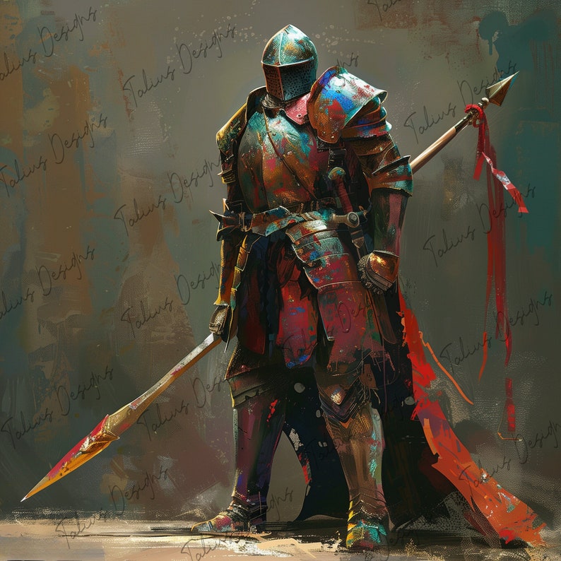Knight in Color Splash Style | Set of 4 Unique High Quality Digital ...