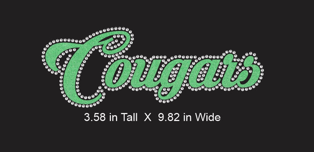 Cougars Cursive Rhinestone Combo Transfer Ready to Heat Apply. You Select Glitter Color ...