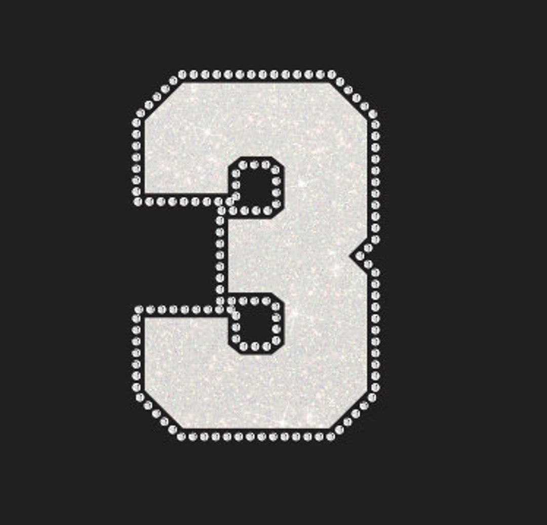 10" Varsity Number 3 (three) Download Rhinestone and Vinyl Combo CUT ...