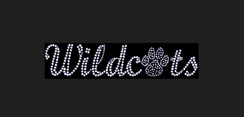 Wildcats Cursive Paw Rhinestone Transfer Made With Clear Rhinestones ...