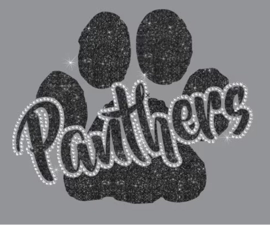 Panthers Paw Vinyl and Rhinestone Combo Transfer Ready to Heat Apply ...
